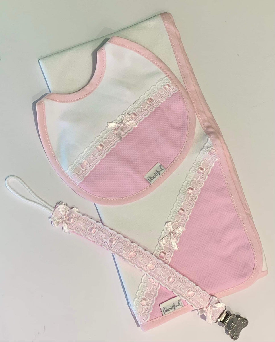 Spanish Girls 3 Piece Muslin, Bib & Dummy Clip – Bubba Booties
